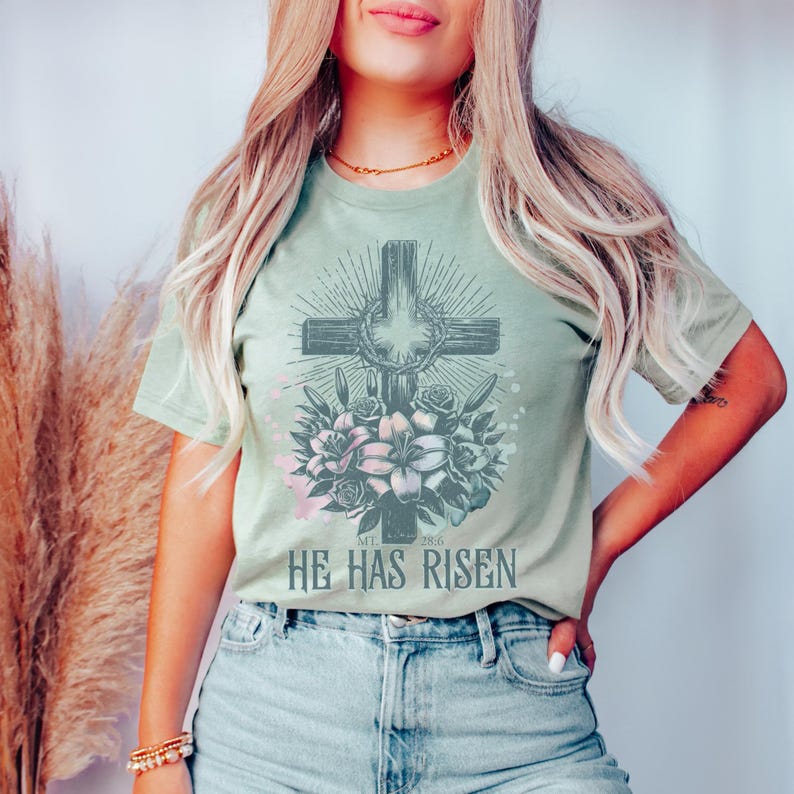He is Risen Christian Shirts, Easter Shirt, Crown of Thorns, Religious ...