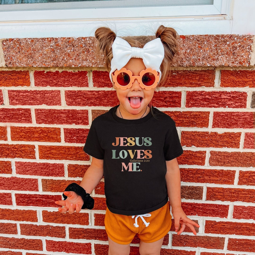 Jesus Loves Me Kids Christian Shirt Girls Baptism Gift Girl Christian ...