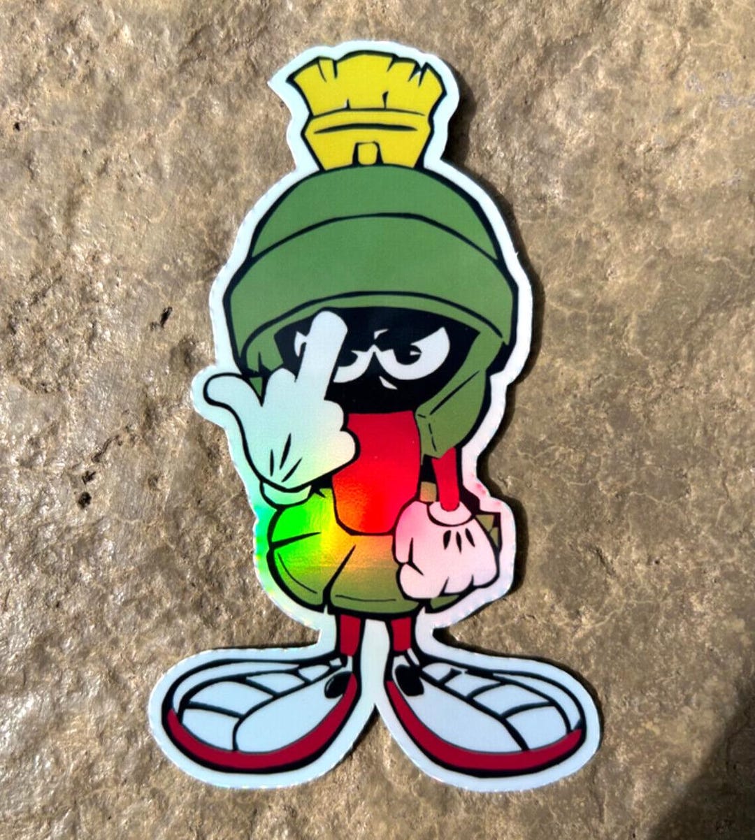 Marvin the Martian Flip off Funny Vinyl Sticker Car Window Holographic ...