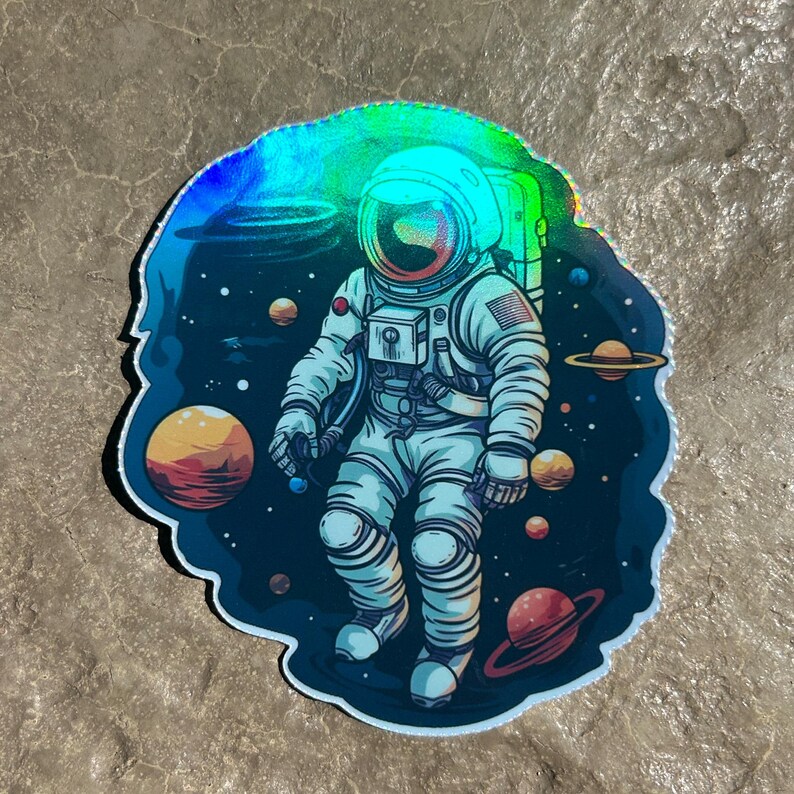 Space Astronaut Holographic Sticker Waterproof Vinyl Trippy Space Art ...