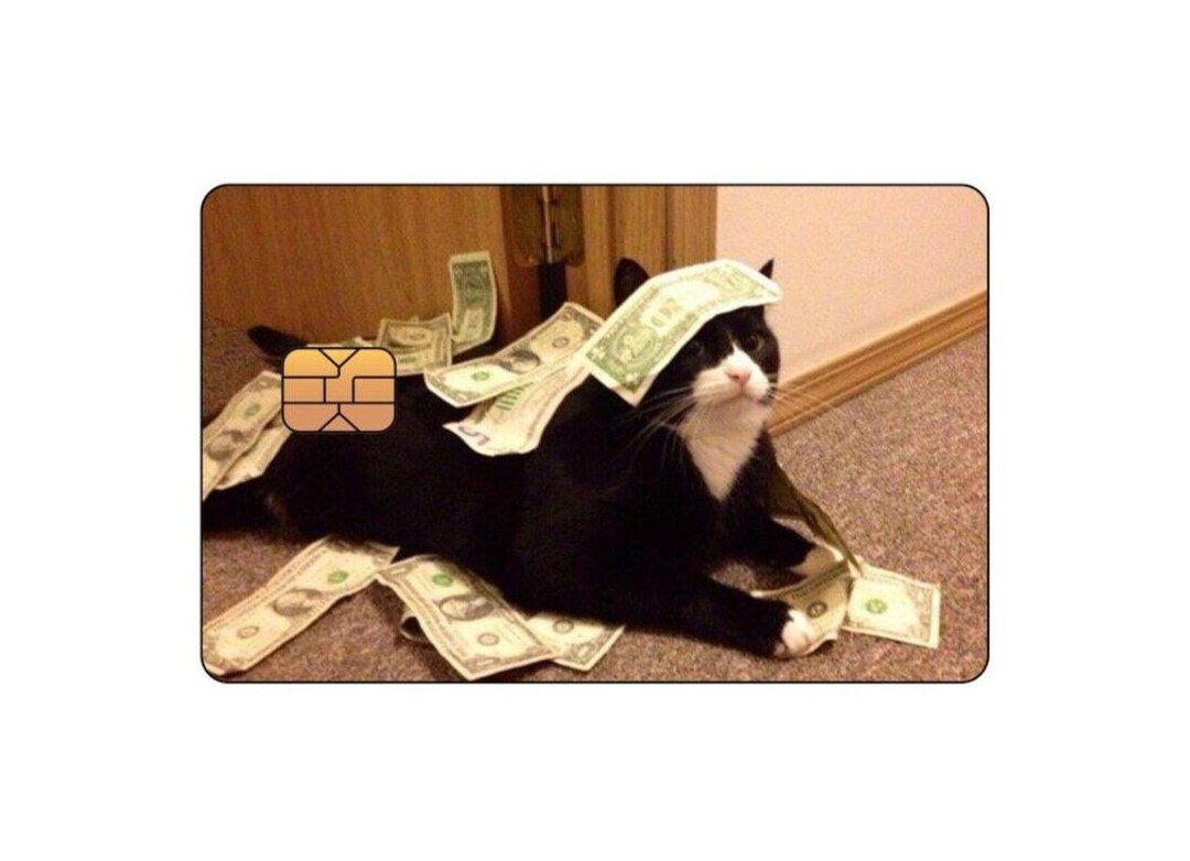Funny Cat Money Meme Credit / Debit Card Skin Cover Decal Sticker SMALL ...
