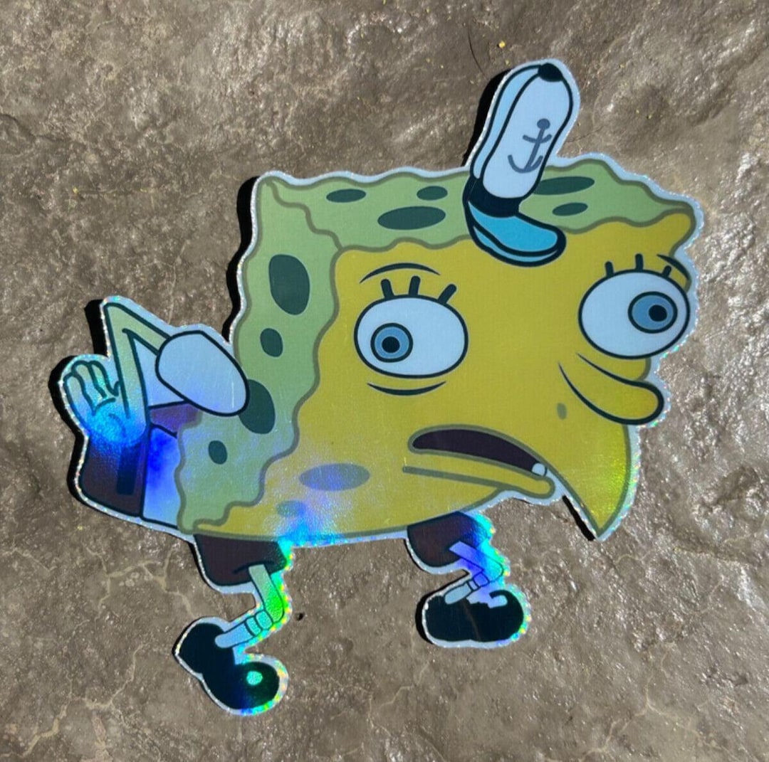 Funny Meme Spongebob Holographic Sticker, Waterproof Vinyl, Creative ...