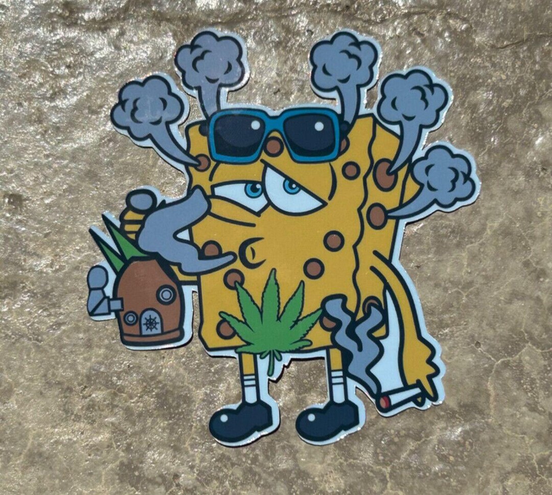 Cartoon Spongebob Hotbox Holographic Sticker Waterproof Vinyl Stoner ...