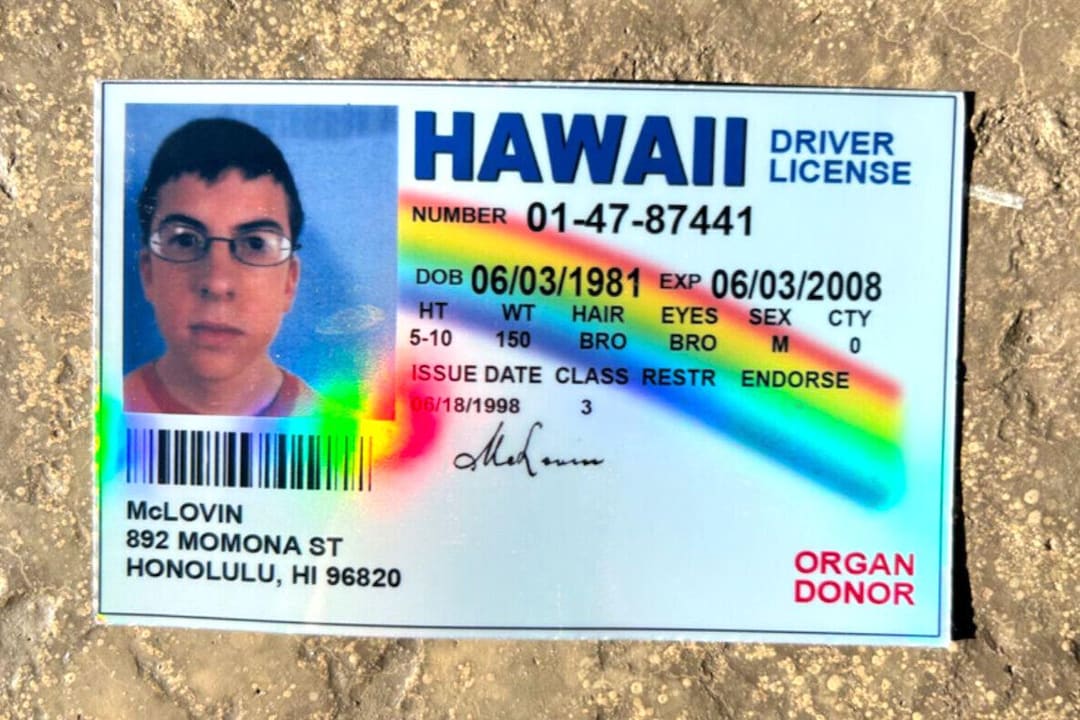 Mclovin Driver License Sticker Holographic Waterproof Vinyl Creative ...