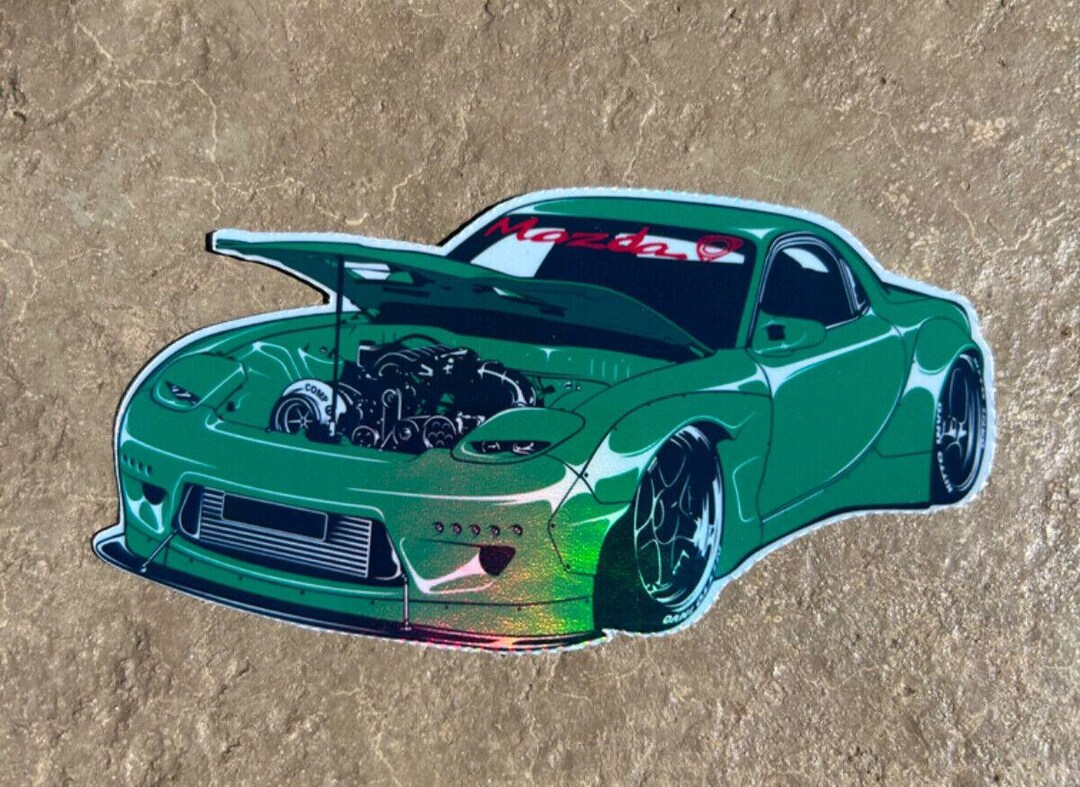 Mazda RX7 Holographic Sticker Waterproof Vinyl Trippy Creative Car ...