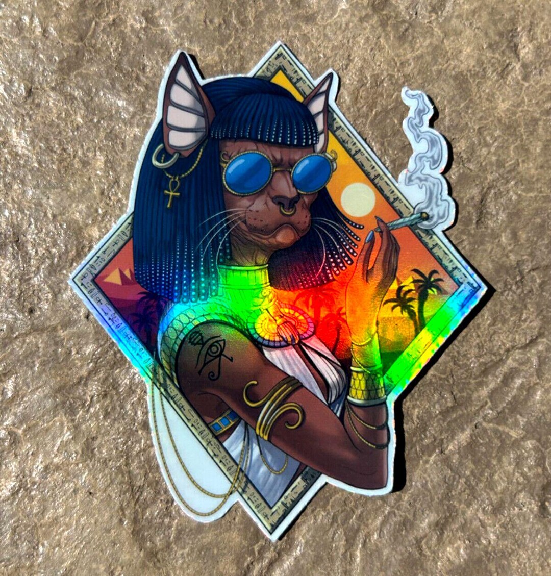 Egyptian God Holographic Sticker Waterproof Vinyl 420 Psychedelic ...