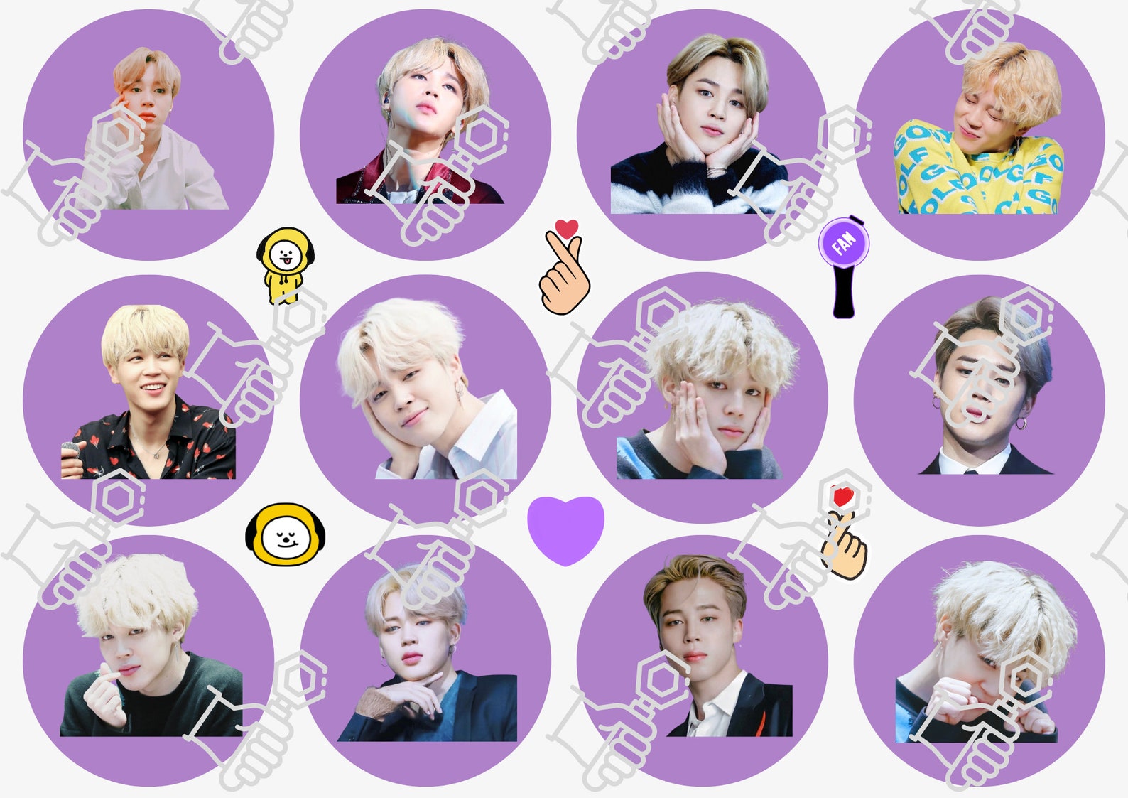 BTS Jimin Stickers: Kpop Printable Scrapbooking Labels (PDF+PNG) - Etsy
