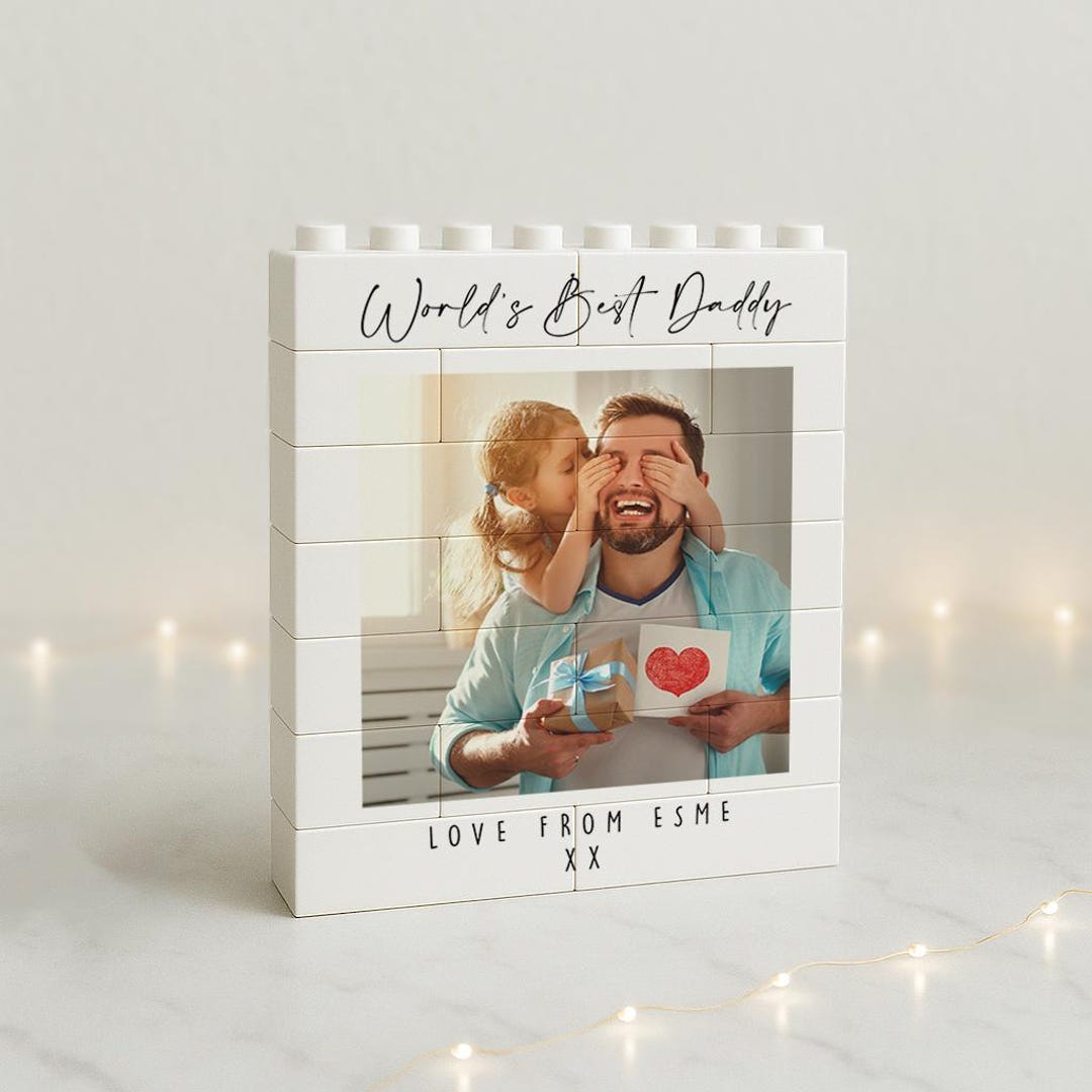 Personalised Father's Day Building Block Photo Gift | Daddy Gift | Dad ...