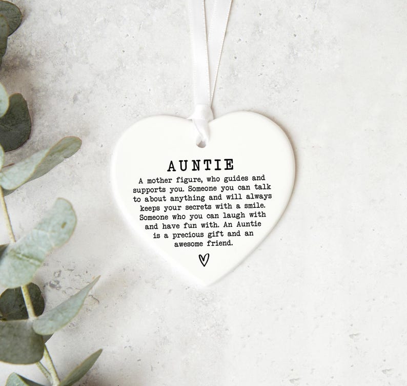 Auntie Gift Ceramic Heart Keepsake Sentimental Aunt Ornament ...