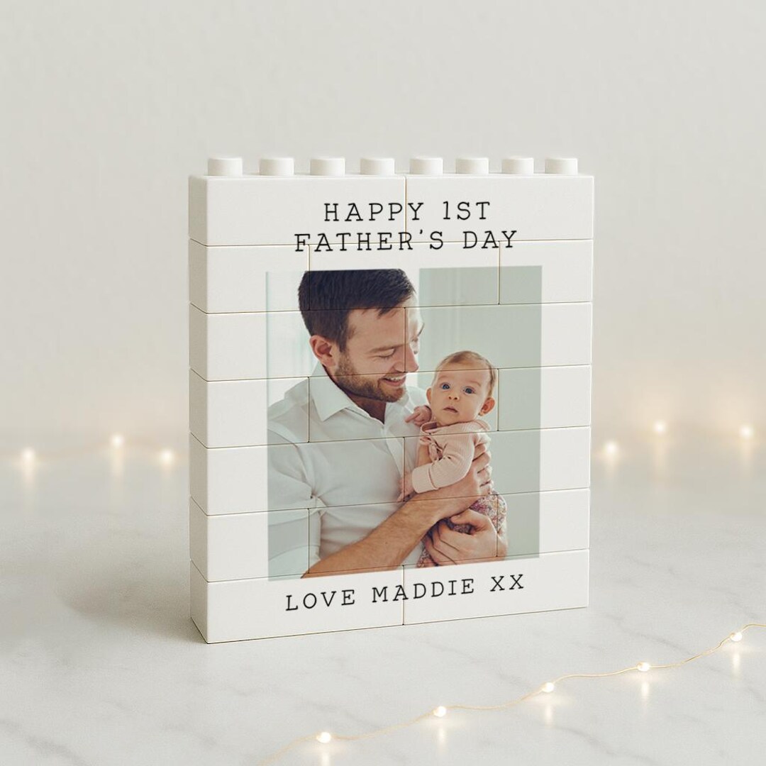 Personalised First Father's Day Building Block Photo Gift | Daddy Gift ...