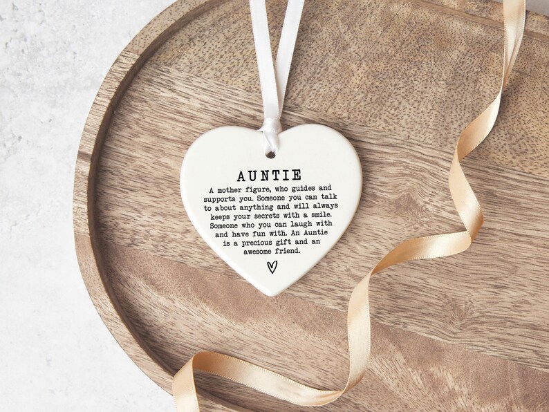 Auntie Gift Ceramic Heart Keepsake Sentimental Aunt Ornament ...