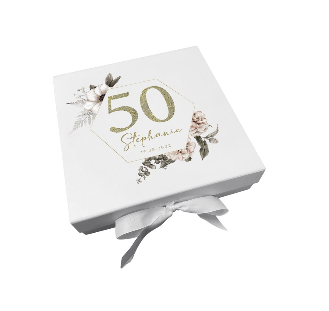 Personalised 50th Birthday Gift Box Keepsake Box | Birthday Gift Box ...