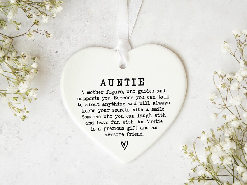 Auntie Gift Ceramic Heart Keepsake Sentimental Aunt Ornament ...