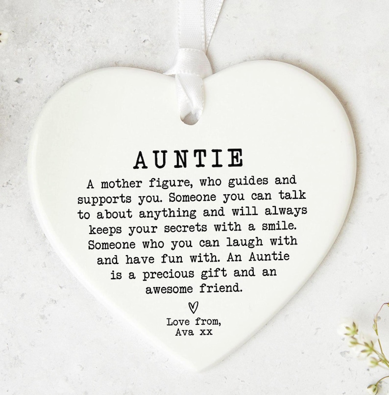 Auntie Gift Ceramic Heart Keepsake Sentimental Aunt Ornament ...