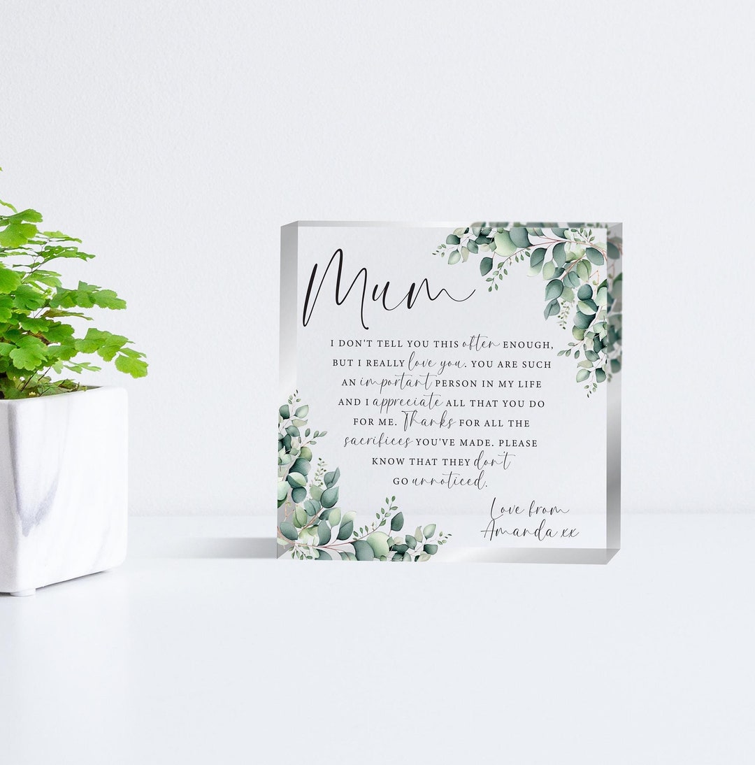 Mum Personalised Acrylic Block PB38 | Mothers Day Gift | Gift for Mum ...