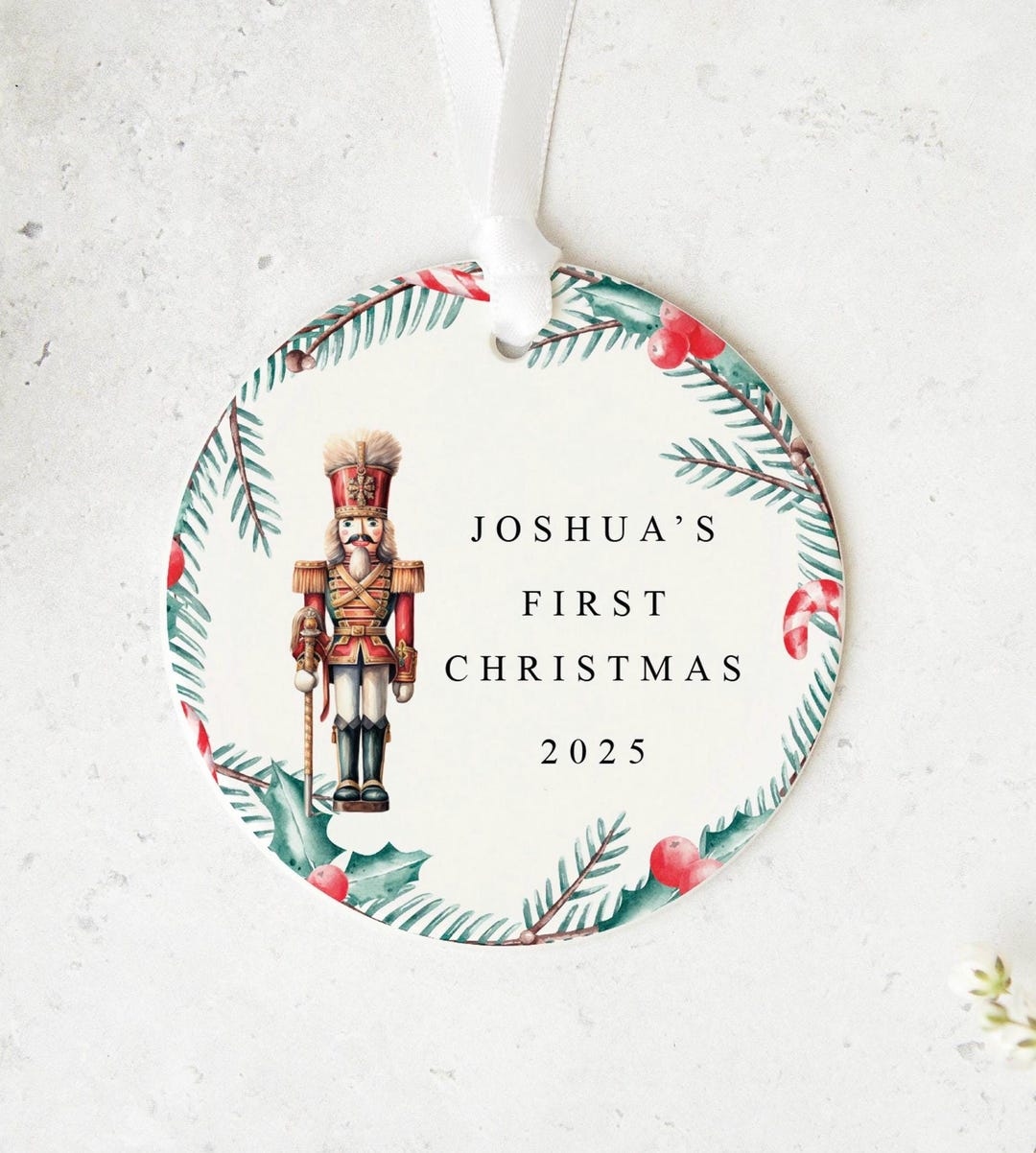 Child’s First Christmas Nutcracker Bauble – Personalised Name & Year ...