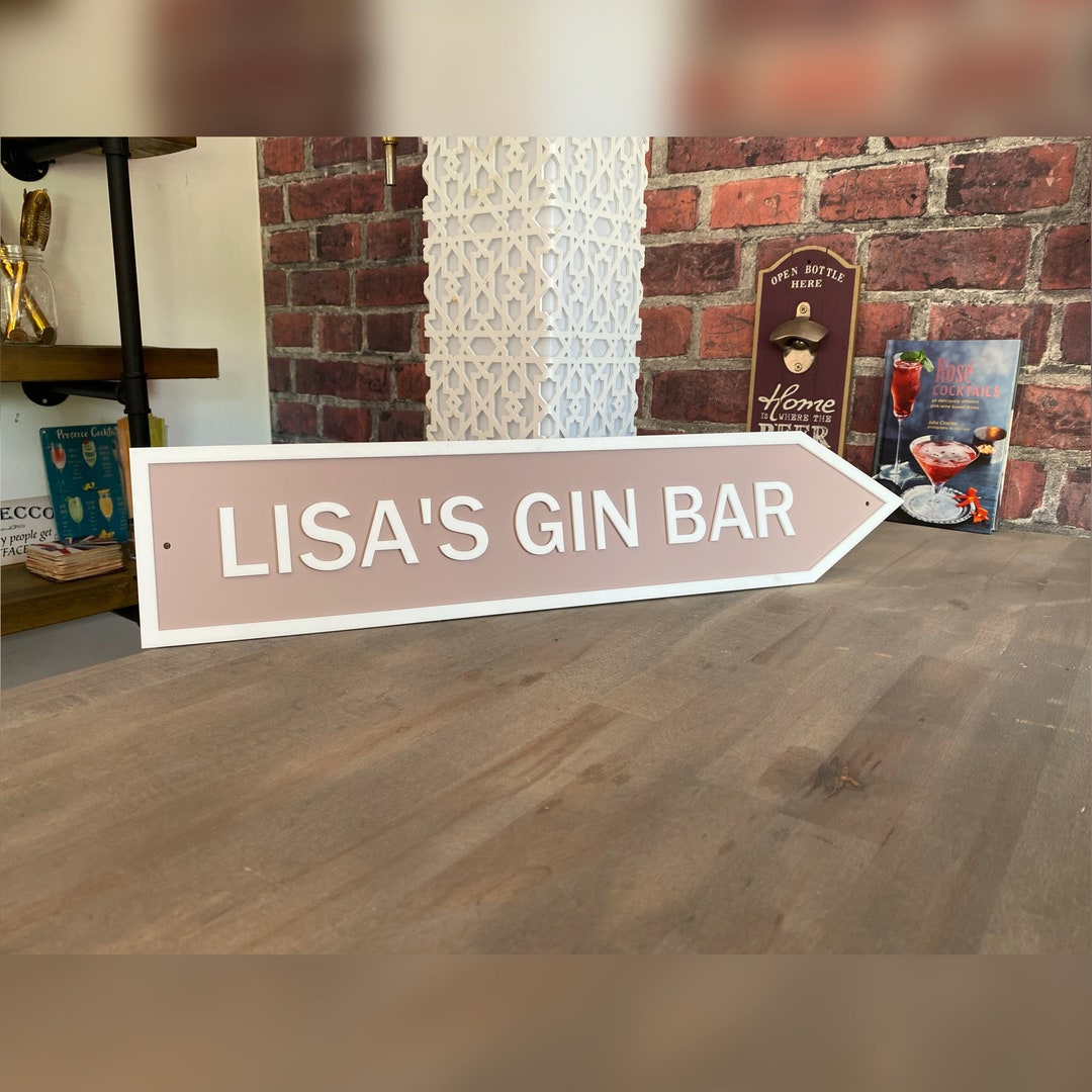 Personalised Arrow Sign Bar Indoor Outdoor Acrylic 3D Sign Custom Road ...