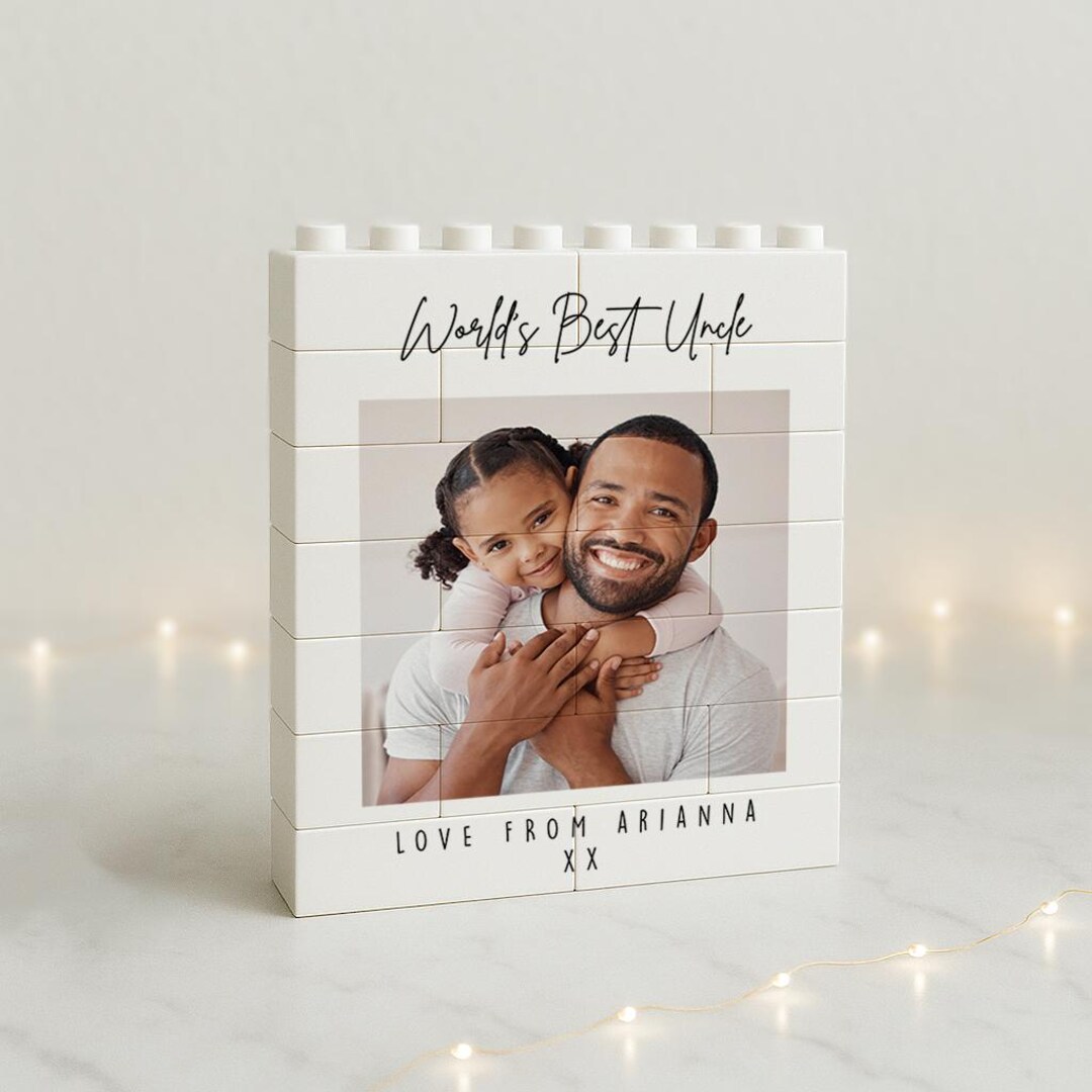 Personalised Worlds Best Uncle Building Block Photo Gift | Uncle ...