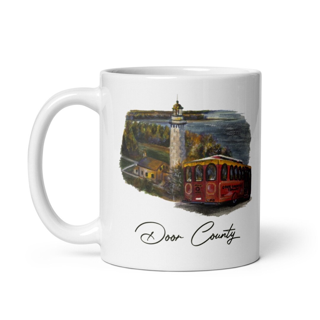 Door County Mug, Custom Watercolor Art, Door County Gift, Wisconsin ...