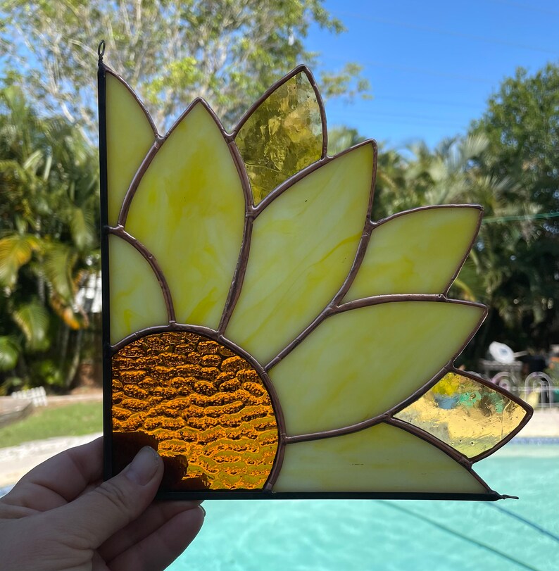 Stained Glass Corner Sunflower Etsy
