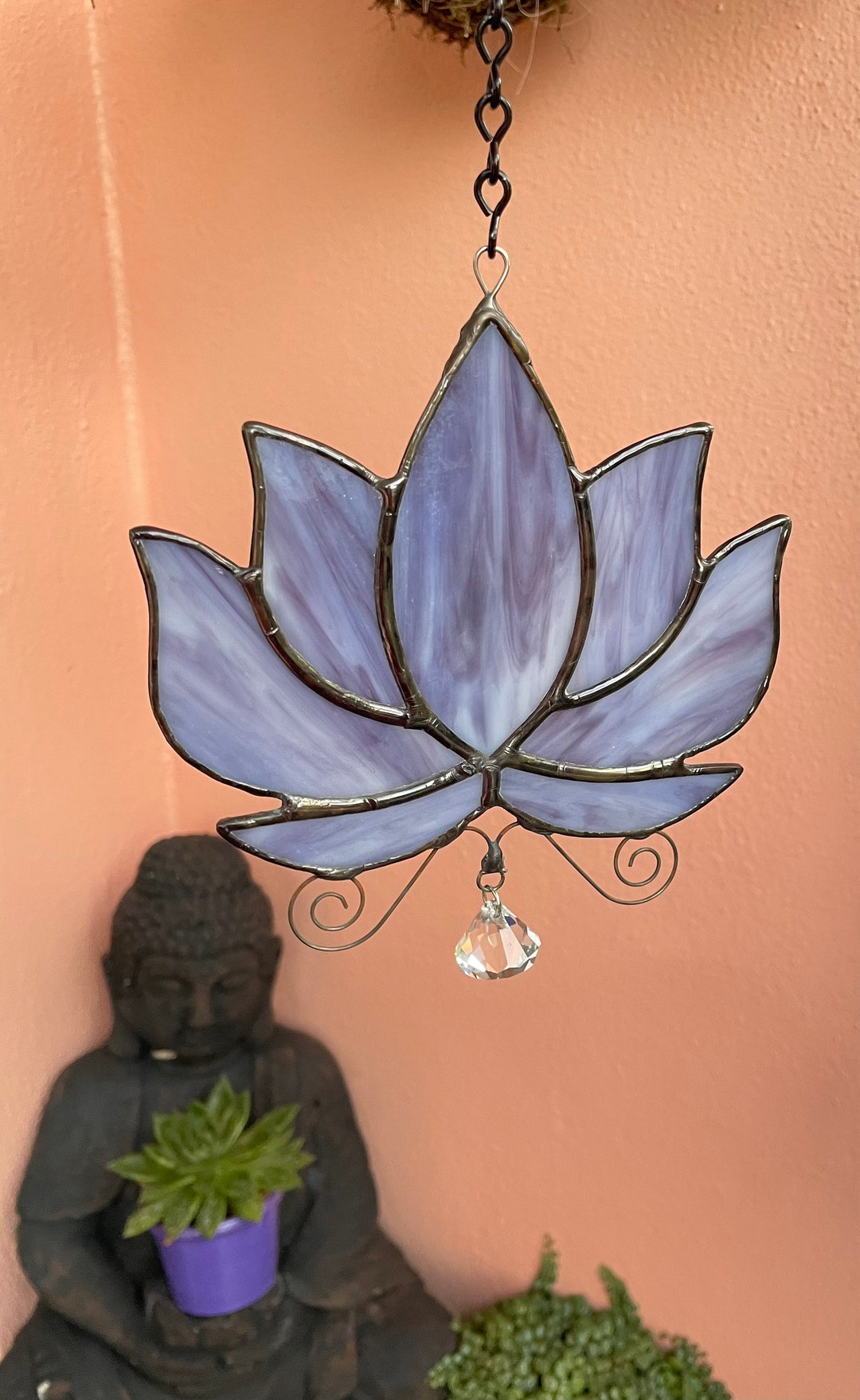 Purple Stained Glass Lotus Flower With Prism - Etsy