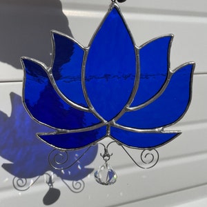 Dark Blue Stained Glass Lotus Flower With Prism - Etsy