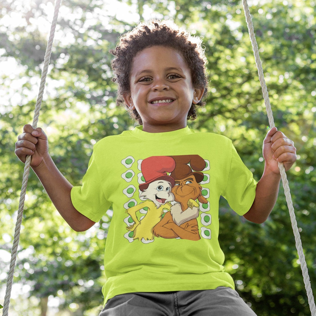Sam X Guy Tshirt Green Eggs and Ham Kids Shirt, Cartoon Shirt, Green ...