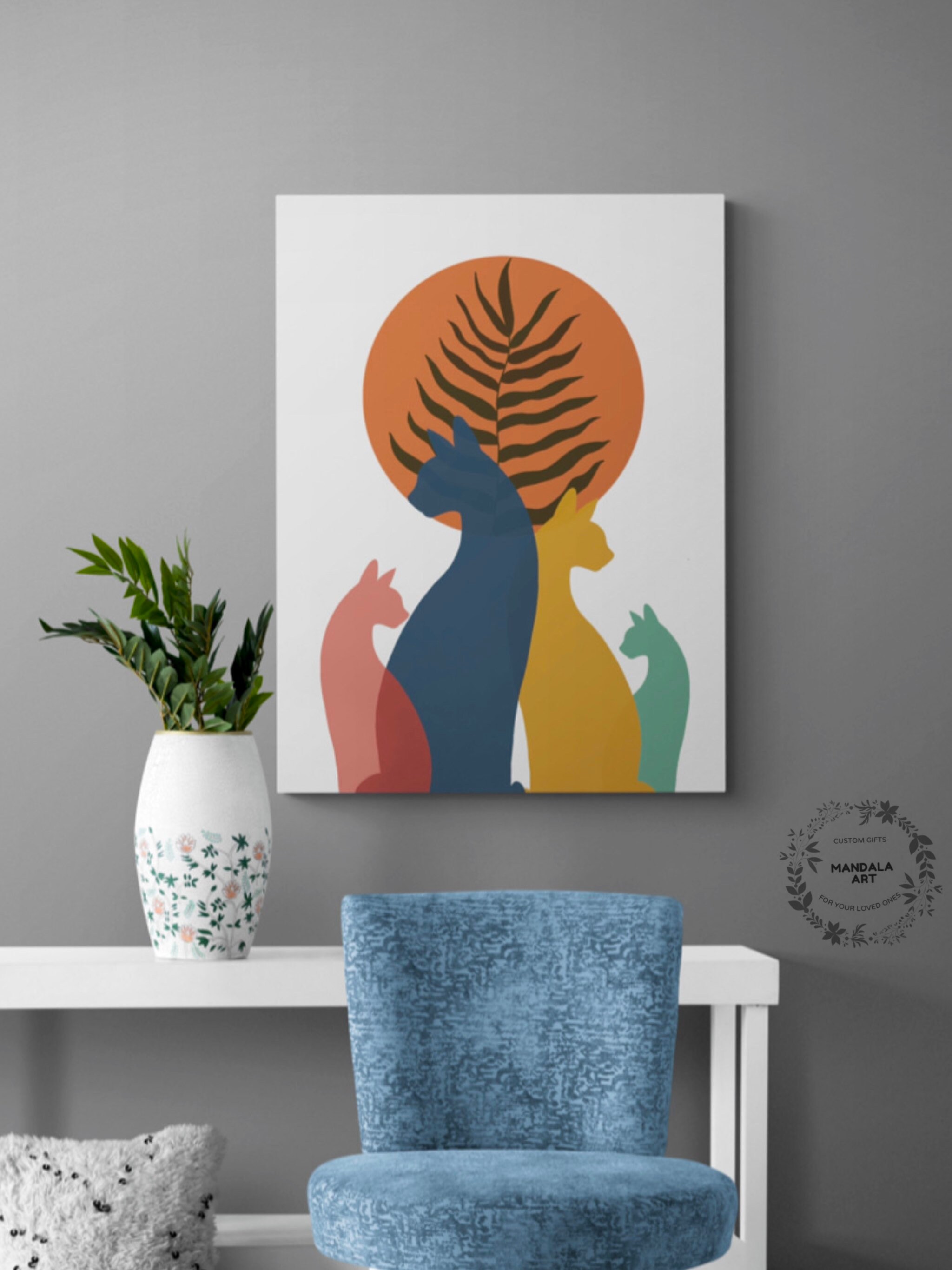 Cats Boho Art, Cat Print, Cat Present, Holiday Gifts, Christmas Gifts ...