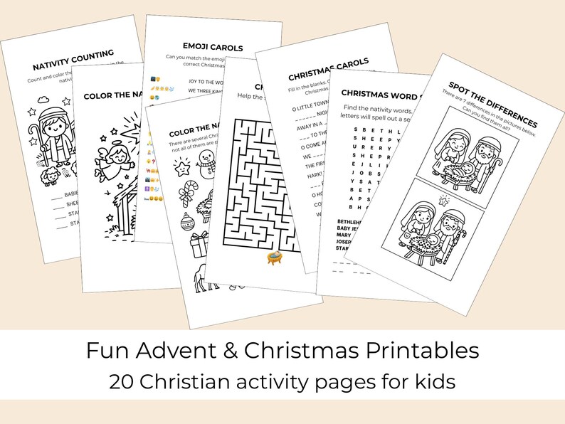 20 Fun Nativity Activity Pages for Kids, Church Bulletin Insert ...
