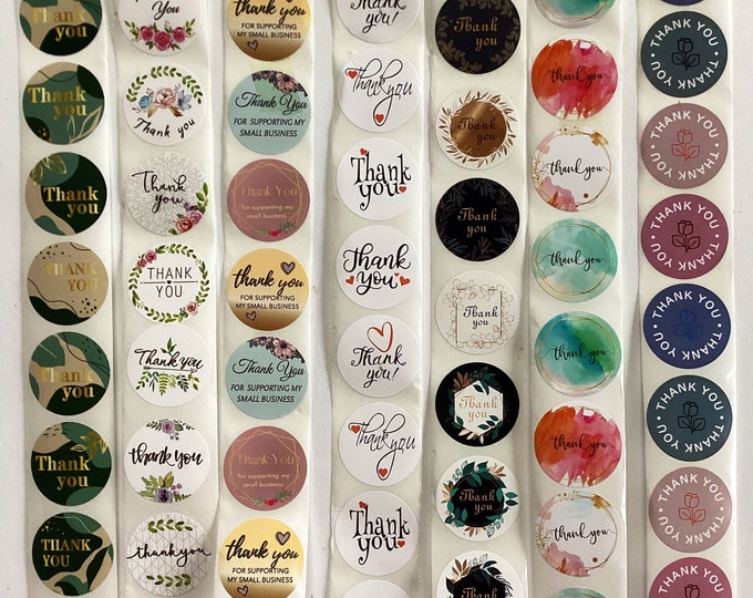 Circle Thank You Sticker Thermal Label Retro Thank You Round Sticker ...