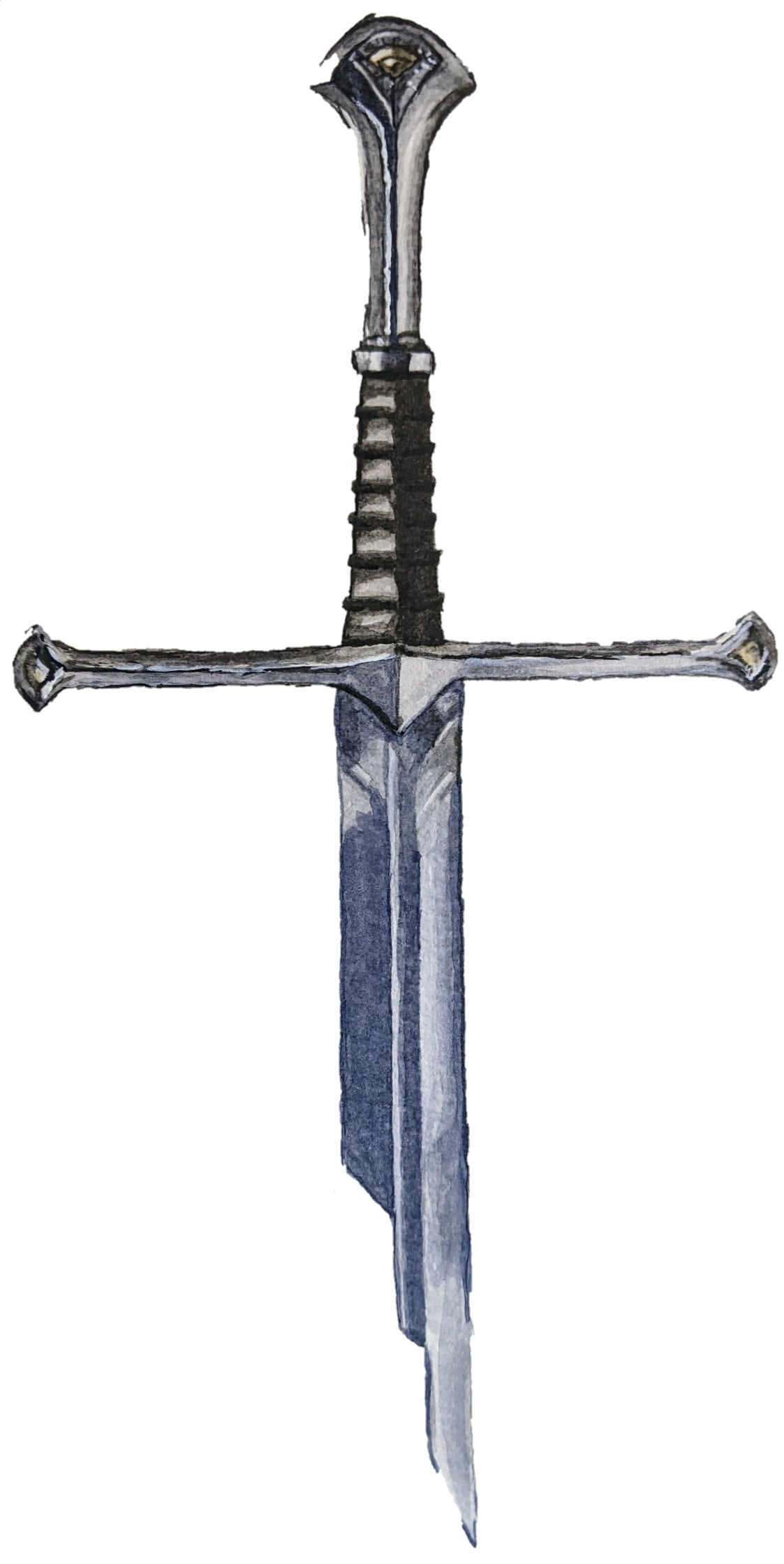 Lord of the Rings Narsil Sword Original Watercolor White Vinyl Sticker ...