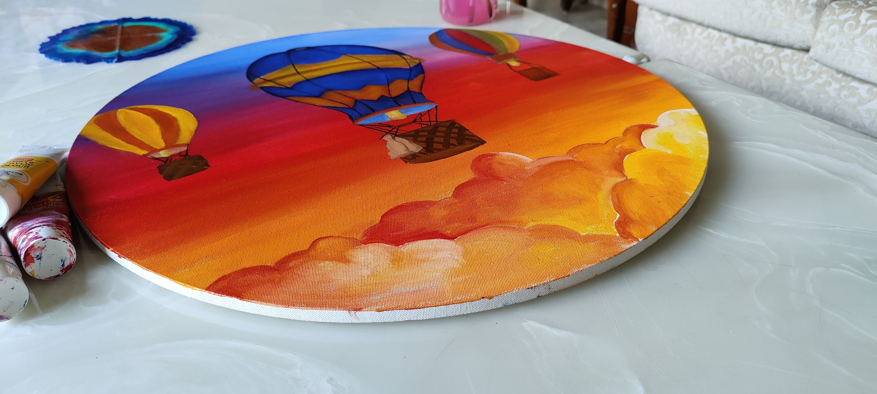 Acrylic Painting On Round Canvas at Georgia Challis blog