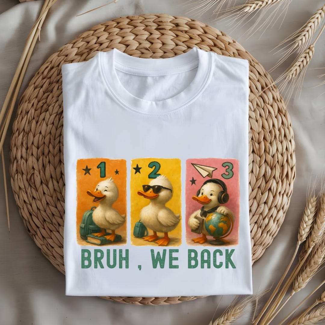 Funny Duck Back to School PNG: Retro Student Shirt Design (digital ...