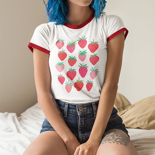 Strawberry Shirt Strawberry Clothes Strawberry Top Garden - Etsy