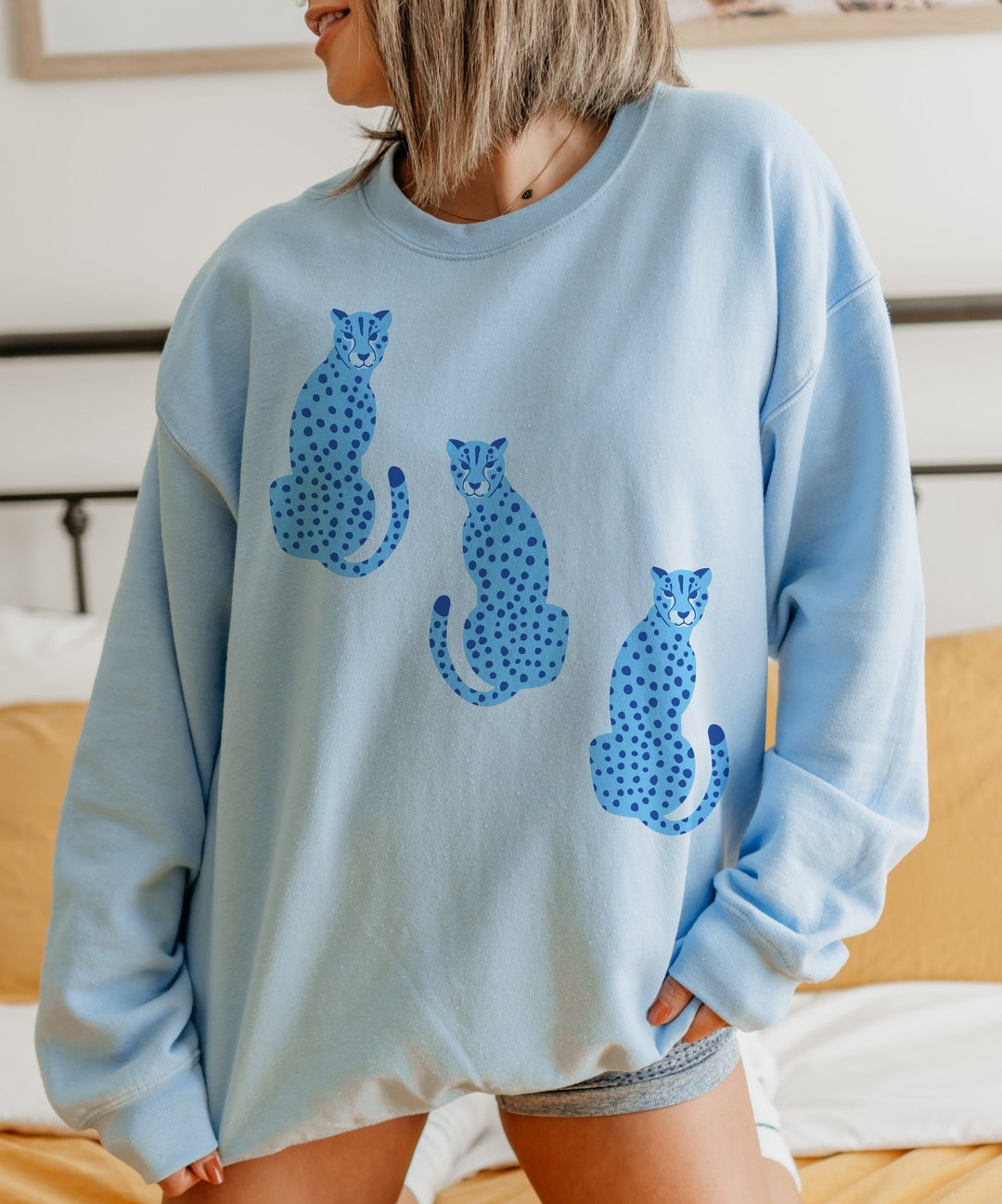 Leopard Sweatshirt Trendy Crewneck Preppy Sweatshirt Aesthetic Clothes ...