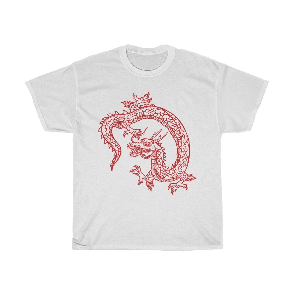 Camisa Dragón Rojo Chino Dragón Dragón Dragón Arte Camisa Etsy