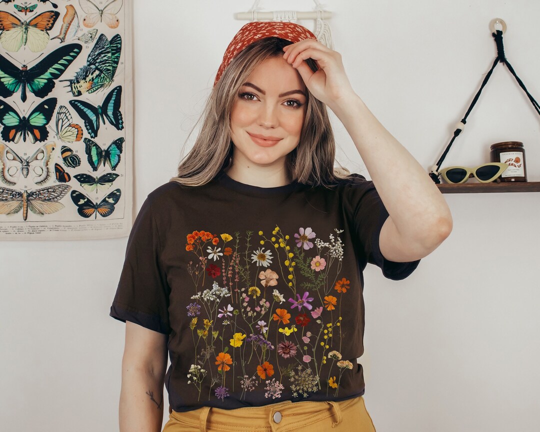 Pressed Flowers Cottagecore Shirt Wildflower Shirt Gardening Shirt ...