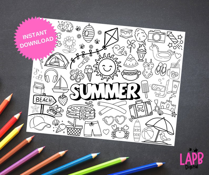 Summer Coloring Sheet Summer Coloring Page Activity Color Sheet ...