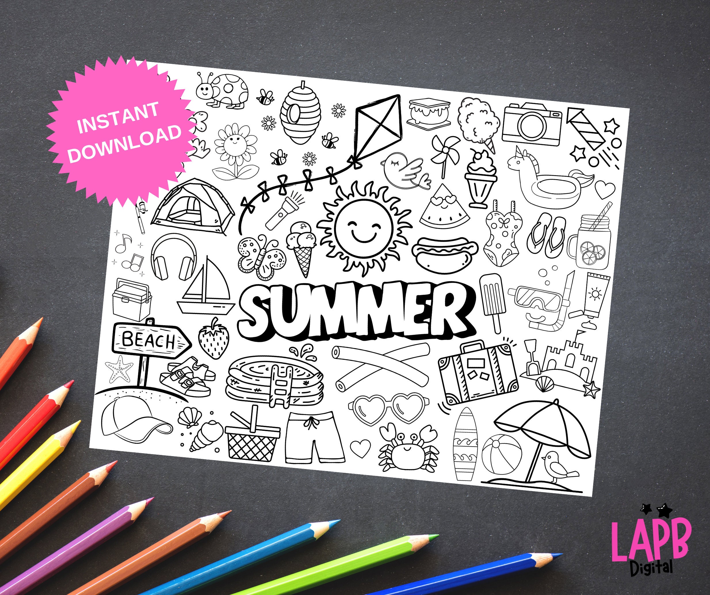 Summer Coloring Sheet Summer Coloring Page Activity Color Sheet ...