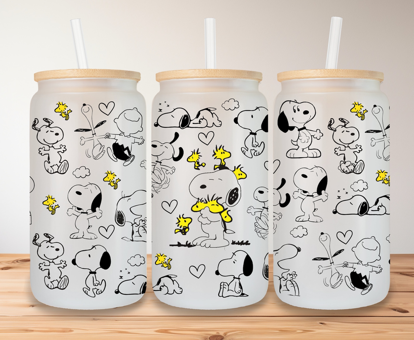 Snoopy Glass Can Wrap Snoopy Wrap Snoopy PNG Peanuts PNG 16oz Libby ...