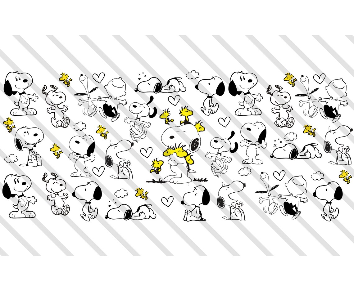 Snoopy Glass Can Wrap Snoopy Wrap Snoopy PNG Peanuts PNG 16oz Libby ...