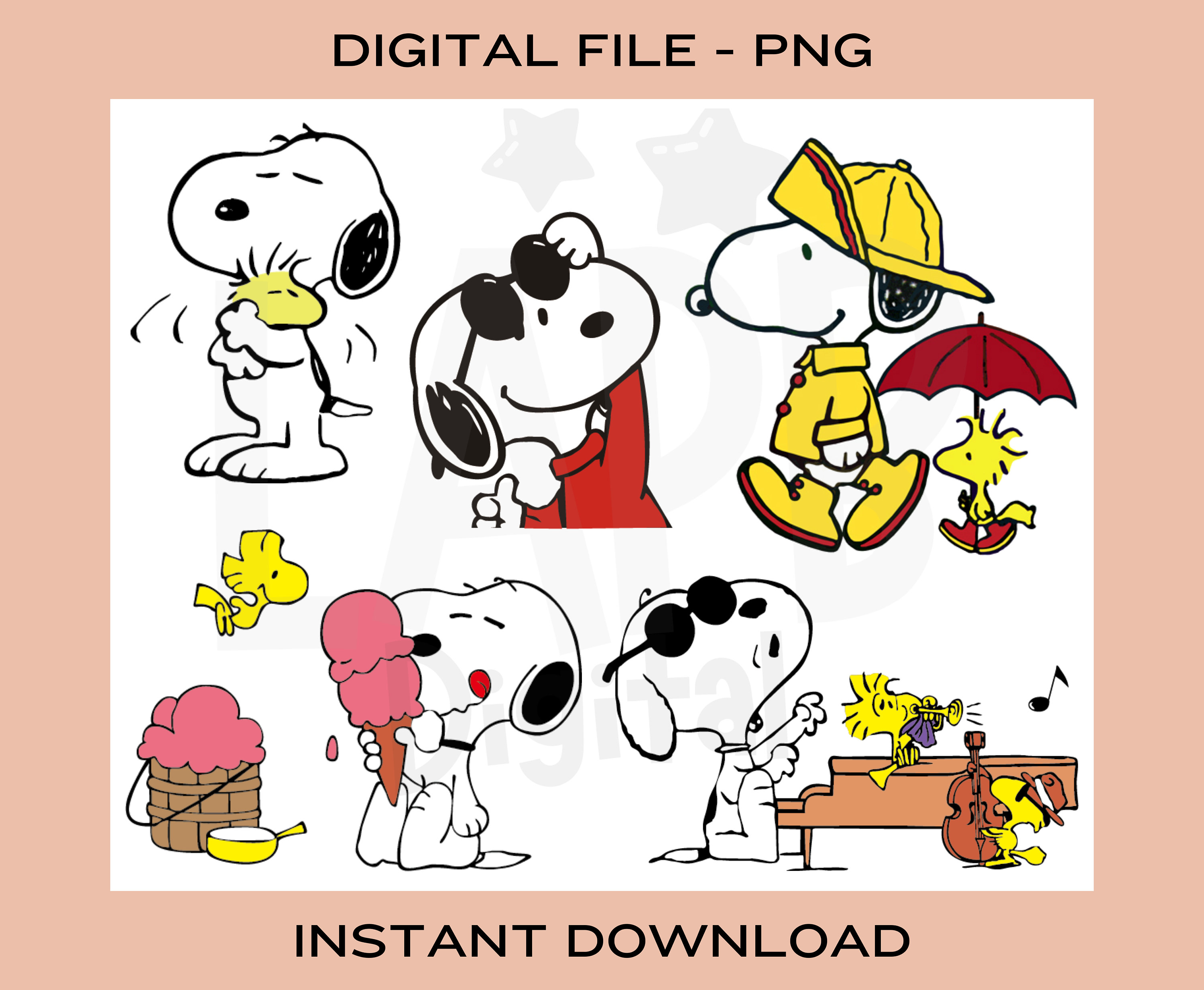 Snoopy PNG Snoopy & Woodstock PNG Peanuts PNG Descarga instantánea ...