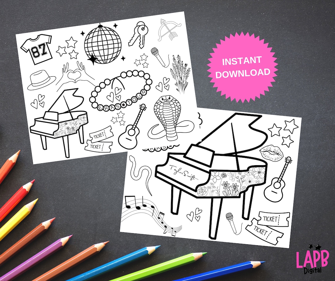 Eras Tour Coloring Sheets Taylor Coloring Sheet Coloring Sheet for ...