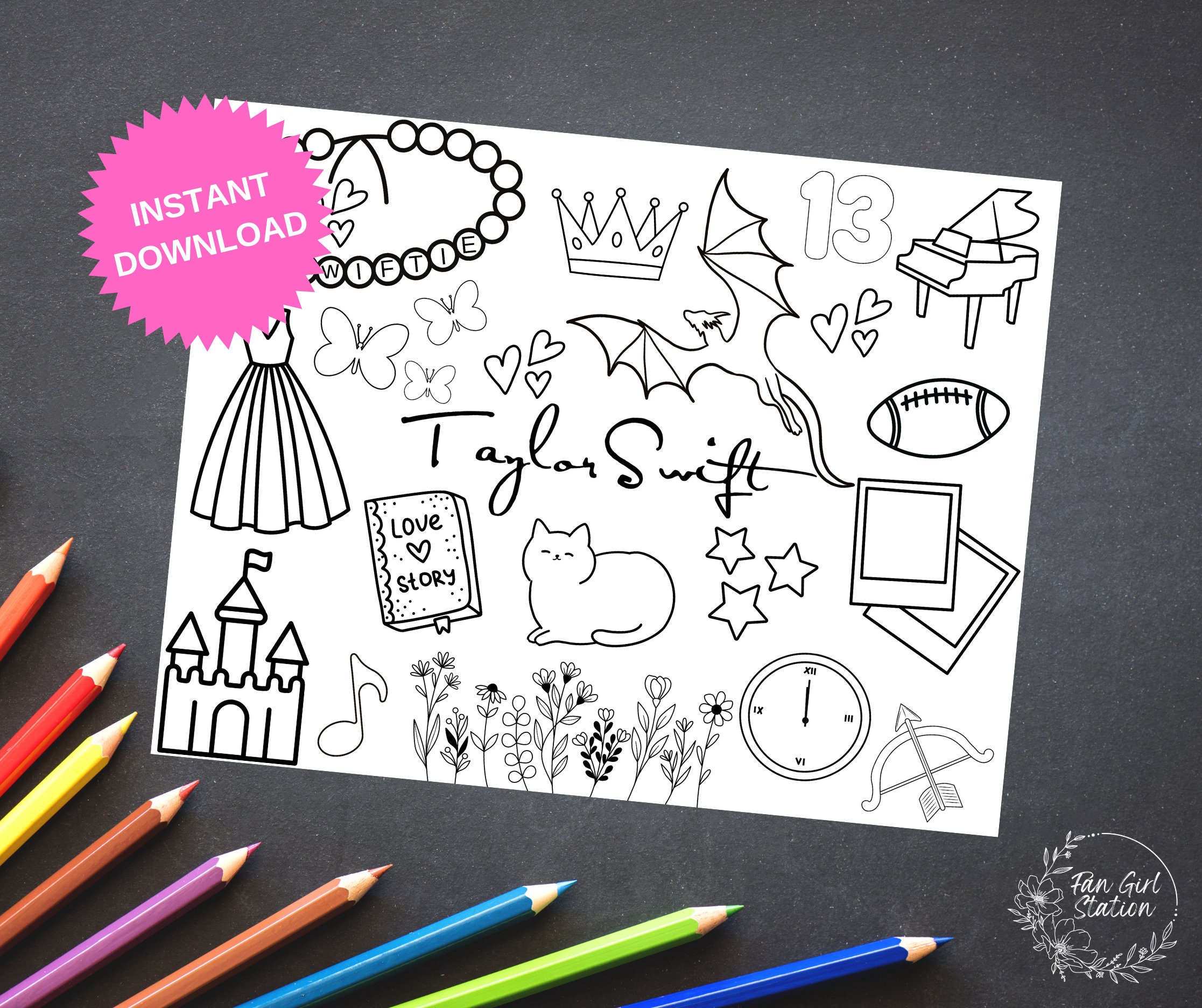 Swiftie Coloring Sheet Taylor Coloring Sheet Coloring Sheet for Taylor ...