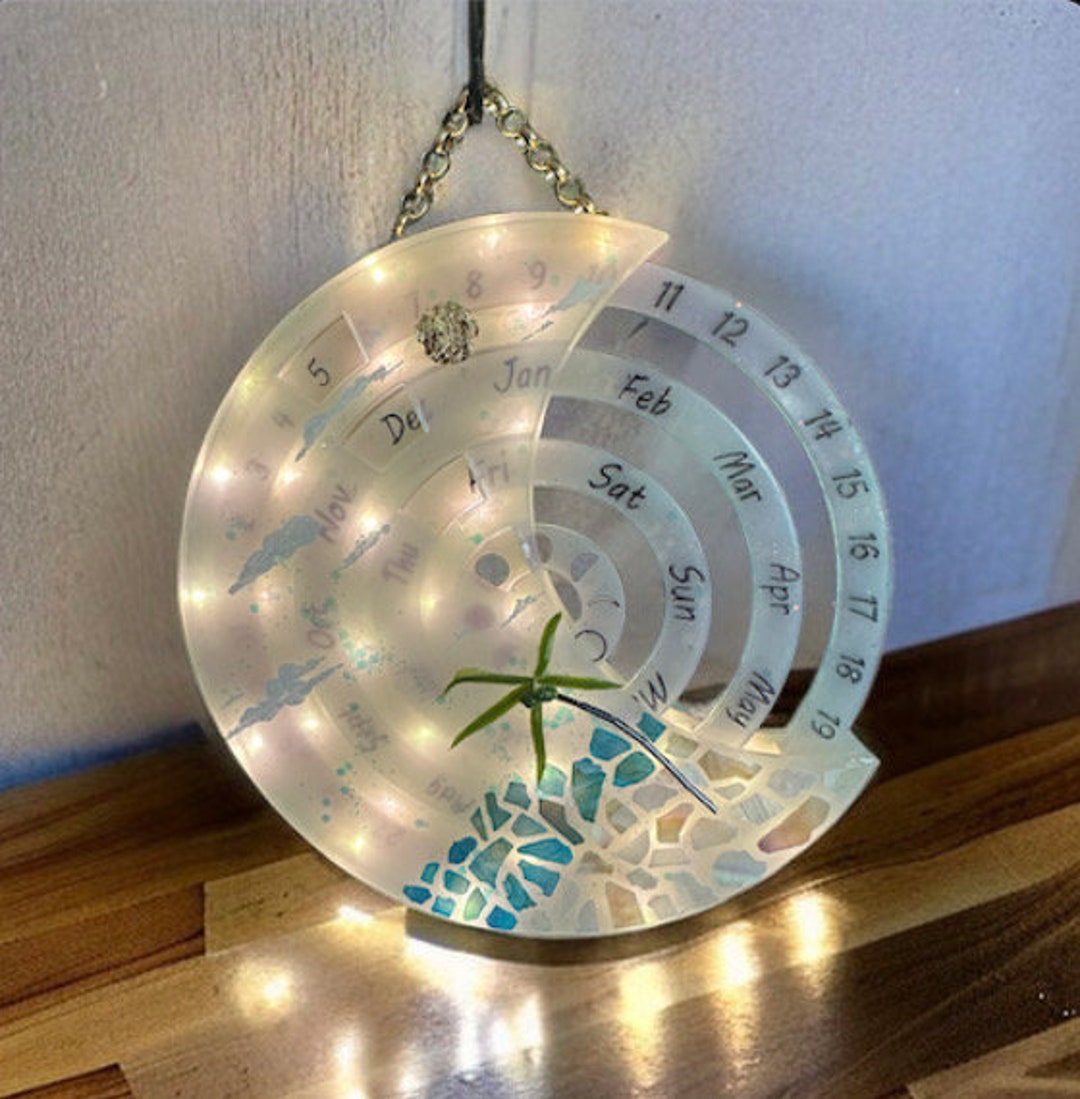 Beach Decor Perpetual Calendar Moon Art Moon Birthday Calendar ...