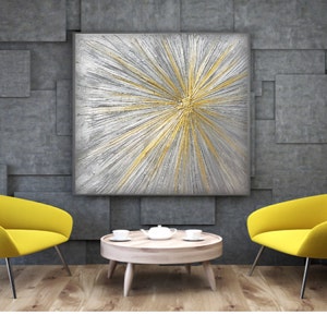 Gold Silver Abstract Painting: Textured Metallic Art on Canvas - Etsy