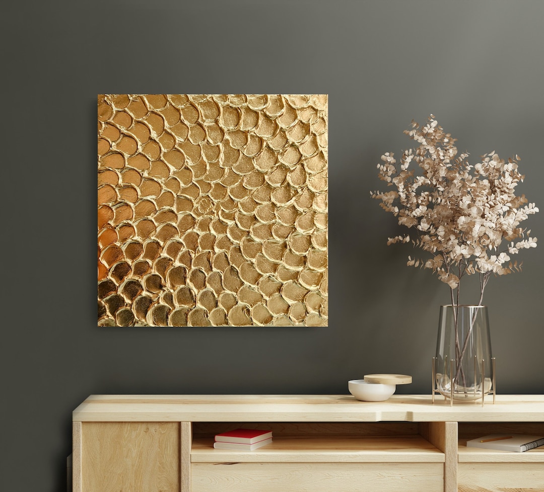 Gold Textured Art, Gold Abstract Wall Art for Living Room, Modern ...