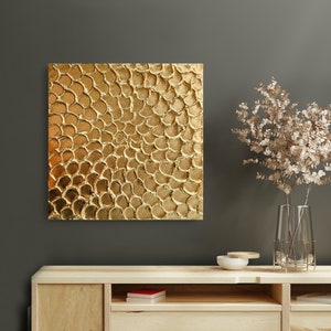 Gold Textured Art, Gold Abstract Wall Art for Living Room, Modern ...
