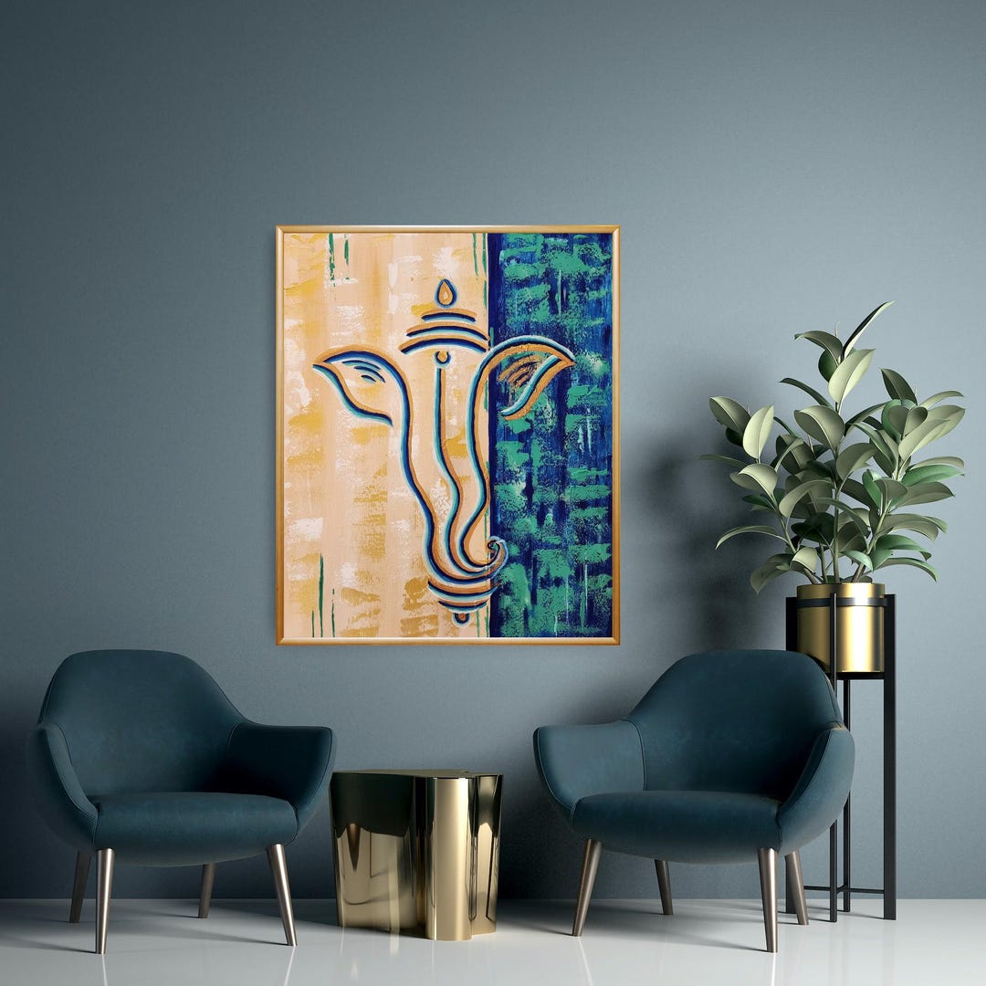 Textured Ganesha Painting: Handmade Indian Canvas Art - Etsy