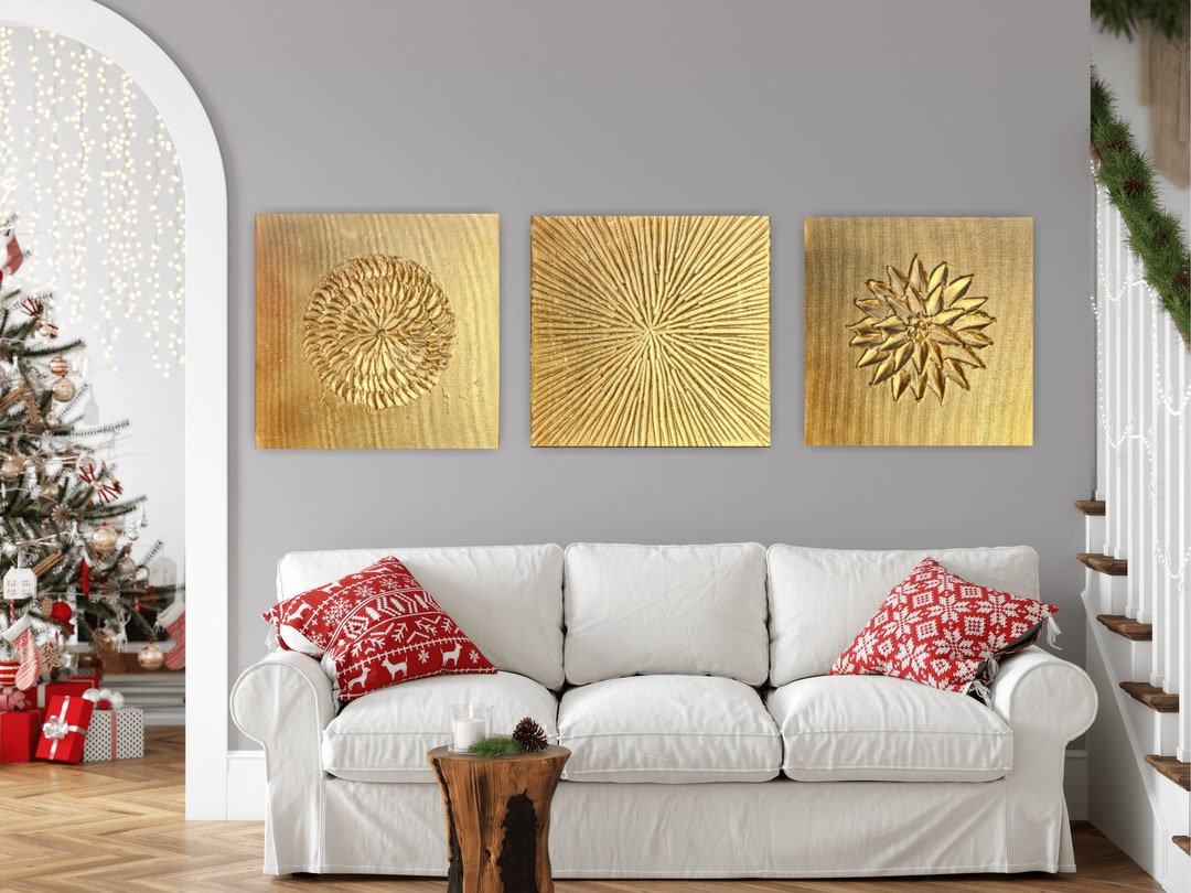Gold Textured Canvas Art: Sunburst Style, Modern Wall Decor - Etsy